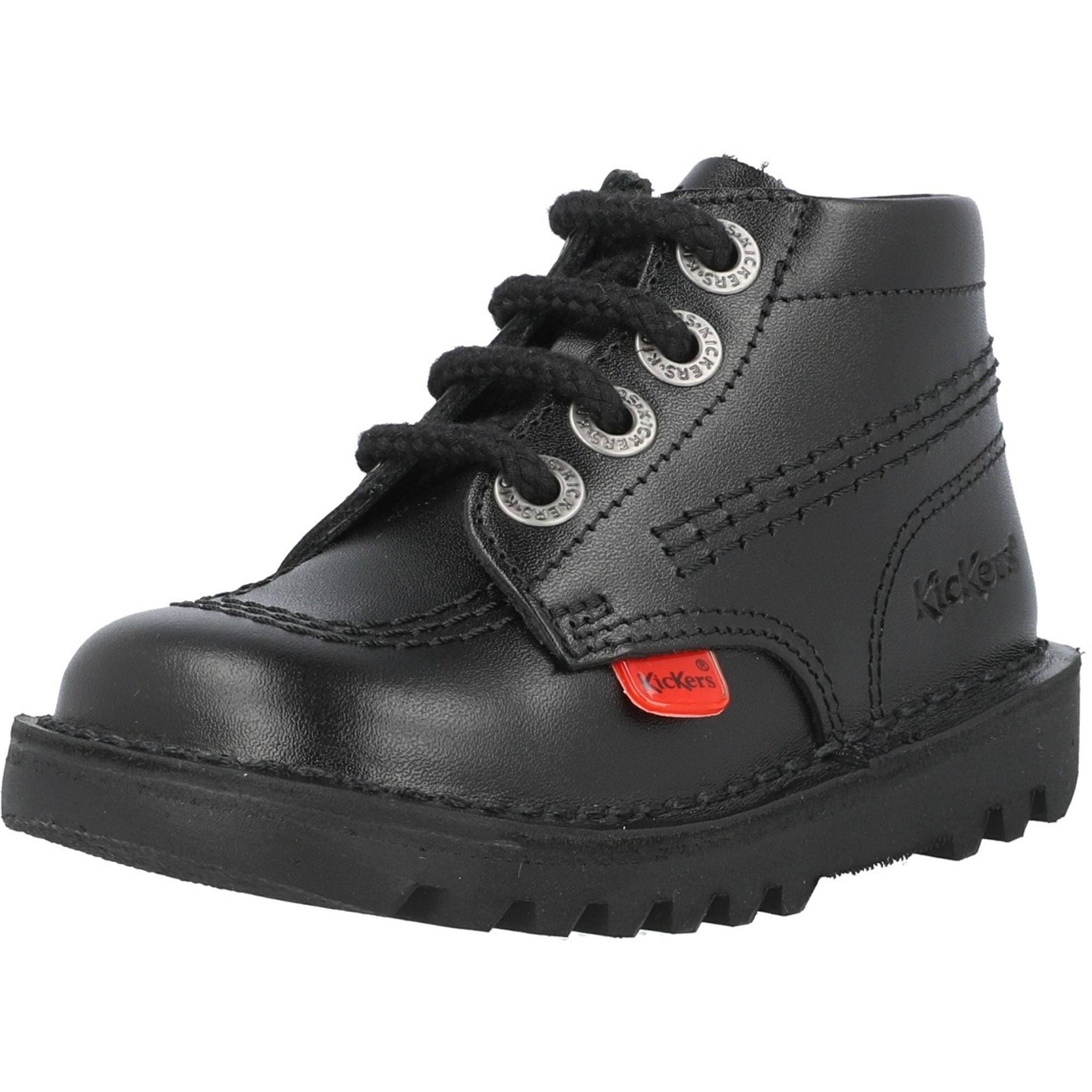 Kickers Kick Hi Zip Black Leather Shoes – Awesome Shoes
